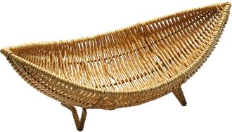 Milisten Rattan-Obstschale Schiffsförmiger Korb gewebte Essenstablett Aufbewahrungskörbe Korb für Kleinigkeiten Rattankorb für die Küche Haushalt Früchtekorb B