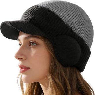 Generico Bonnet dhiver en Polyester Doux tricot&eacute;, Bonnet avec visi&egrave;re, Chapeau en | Chaud Confort Coupe-Vent, Couvre-Chef en tricot&eacute;, Couvre-Chef dext&eacute;rieur po