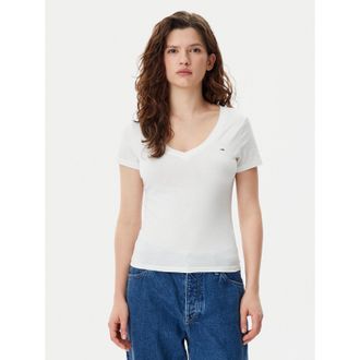 Tommy Jeans T-Shirt DW0DW20458 Wei&szlig; Slim Fit