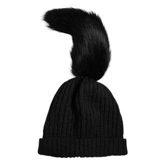 Dolce & Gabbana unisex, Accessoires, Noir, Taille: ONE Size Acrylic Knitted Fur Winter Beanie Hat