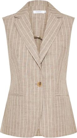 Barba Femme, Vestes, Beige, Taille: 42 FR Wool-linen Striped Vest