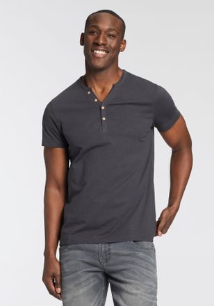 Bruno Banani T-Shirt BRUNO BANANI, Herren, Gr. M (48/50), grau (anthrazit), Single Jersey, Obermaterial: 100% Baumwolle, unifarben, schmal, gerader Abschluss, Shir