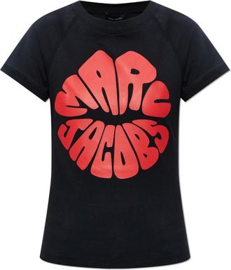 Marc Jacobs Femme, Tops, Noir, Taille: 40 FR Kiss Logo Shrunken Tee