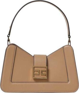 Elisabetta Franchi Femme, Sacs, Brun, Taille: ONE Size Leather Top Handle Bag