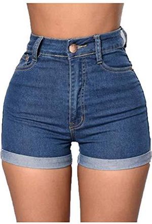 Generic Femme Jeans Shorts &Eacute;t&eacute; Denim Couleur Unie Vintage Sexy Slim Fit Hot Pantalon D&eacute;t&eacute; Jean Stretch Mini Court Hot Shorts Casual Pantalons De Plage Short J