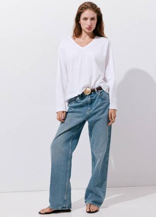 Mango Jean Miami droit taille normale bleu moyen - Femme - 34 - MANGO