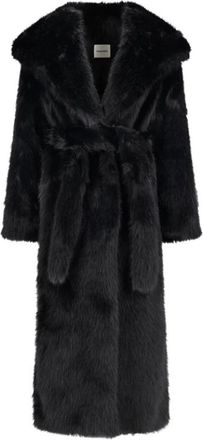 Andamane Femme, Manteaux, Noir, Taille: 38 FR Manteau Maxi dHiver en Fausse Fourrure