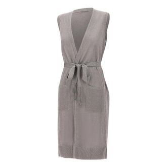 KANGRA Femme, Pulls, Gris, Taille: 36 FR Gilet Long Lurex
