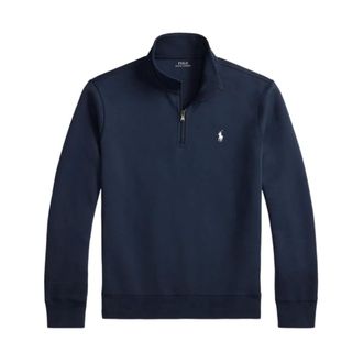 Polo Ralph Lauren Pull &agrave; demi-fermeture &eacute;clair en tricot double - Homme - Sweatshirts et sweats &agrave; capuche - Bleu - Taille: S
