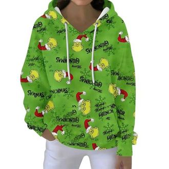 Generic Le Grinch Sweat A Capuche Femme Pyjama Christmas Sweet Plaid Chaud Noel The Polaire Vêtements Pilou De Oversize Sweatshirts Hiver Costume Pulls Femmes