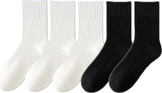 Generic Chaussettes douces et chaudes pour femme, épaisses et moelleuses, élégantes et polyvalentes, tressées épaisses pour lhiver, en laine et cachemire, 5 p