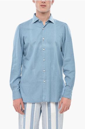 Finamore Cotton Jersey Shirt with Spread Collar size 42