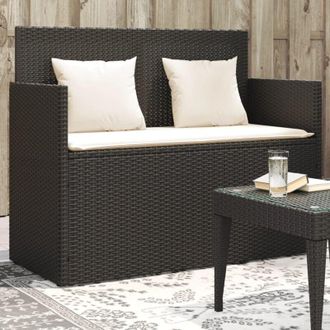 vidaXL Vidaxl - Gartenbank mit Kissen Schwarz Poly Rattan