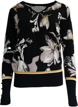 Passioni Strickpullover mit Blumenmuster