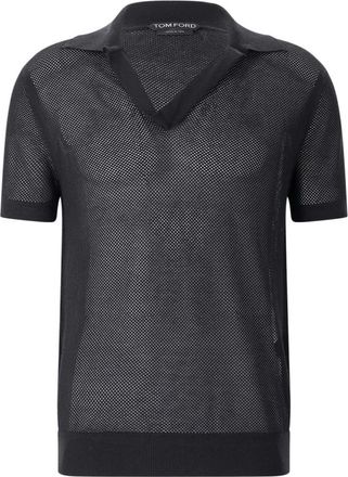 Tom Ford Homme, Tops, Noir, Taille: 3XL Polo en Soie au Crochet