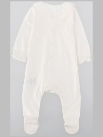 Tartine Et Chocolat Floral Embroidered Cotton Bodysuit - White