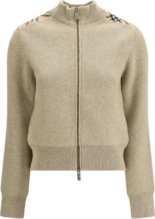 Burberry zip pattern cardigan - Nude