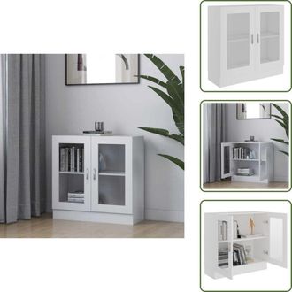 vidaXL Vidaxl - Armoire &agrave; vitrine Blanc 82,5x30,5x80 cm Bois ding&eacute;nierie - Biblioth&egrave;que Blanche - Meuble De Rangement - Armoire Vitr&eacute;e - &Eacute;tag&egrave;re Ouverte