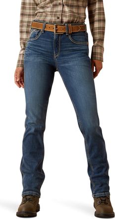 Ariat Womens Rebar High Rise Riveter Straight Jeans in La Jolla, Size 25, by Ariat