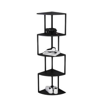 Generic Eck-B&uuml;cherregal, kreativ gebogenes B&uuml;cherregal, B&uuml;cherregal aus Eisen, geeignet for die Aufbewahrung von B&uuml;chern, Fotoalben und Dekorationsgegenst&auml;nde