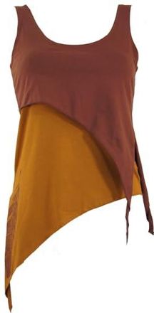 Guru Shop Guru-Boutique, Top des Elfes du Festival en Coton Biologique, top à Couches, Pixitop, Orange Rouillé, Ducoton, Size:M (40), T-shirts de Haut de Gamme