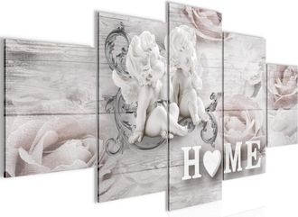 Runa Art Bilder Home Holz 200 x 100 cm 5 Teilig XXL Wanddekoration Design Grau Rosa 026151b