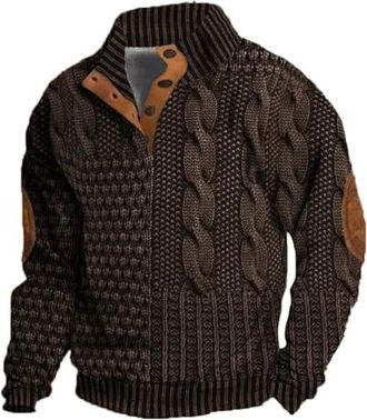 Generic 2026 2024 Automne/Hiver Hommes Mode Casual 3D Impression Numérique Imitation Tricot Pull en Tissu Demi Zip Col Rond Sweat à Capuche, rose, XXL