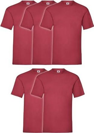 Fruit Of The Loom Valueweight Lot de 5 t-shirts Valueweight S, M, L, XL, XXL, XXXL, 3XL, différents ensembles de couleurs au choix, rouge foncé, XXL
