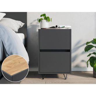 Magnolia Home Nachttisch Kommode You 40cm 2 SoftClose stehend Grafit und Eiche Top