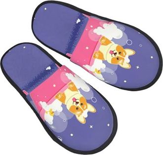 Generic Lavage De Chien Dans Un Bain Rose Unisexe Pantoufles L&eacute;g&egrave;res Slippers Chaud Chaussons Pour Hiver Automne Int&eacute;rieur M