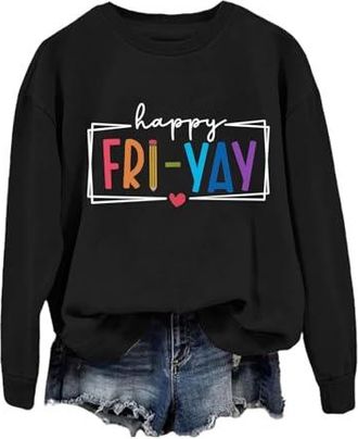 Generic Sweat-shirt pour femme avec imprim&eacute; graphique britannique - Haut surdimensionn&eacute; &agrave; col rond - Manches longues - Automne - Hiver - D&eacute;contract&eacute; - Confort