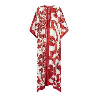 Dolce & Gabbana Majolica-print Kaftan-Kleid - - Dresses - Damen - Rot - M