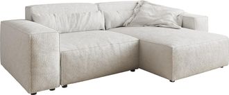 DELIFE Eckcouch Sirpio Boucl&eacute; Creme-Wei&szlig; 230x155 cm Recamiere variabel