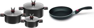 Ballarini Topfset, 3-tlg., Inkl. 3 Glasdeckel, Antihaftbeschichtet, schwarz & Click & Cook Pfanne 20 cm 815130.20 aus Aluminium mit Keravis-Antihaftbeschichtung