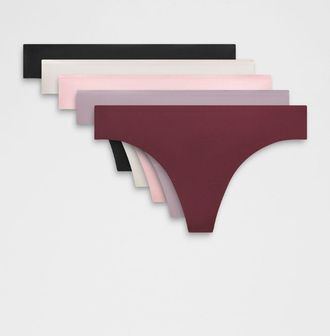 lululemon InvisiWear String mit mittelhohem Bund 5er-Pack f&uuml;r Frauen - Gr&ouml;&szlig;e XL in Black/Light Ivory/Pink Pearl