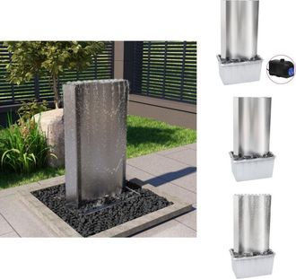 vidaXL Brunnen & Wasserf&auml;lle - Living Gartenbrunnen Silbern 60,2x37x122,1 cm Edelstahl