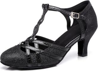 Minitoo Femme Chaussures Danse Latine Bout Fermé Briller Fete Soiree Prom Escarpins L322 Noir EU 37.5