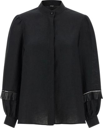 Kiton Femme, Blouses et Chemises, Noir, Taille: 40 FR Chemise en lin