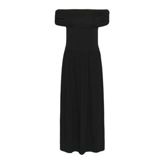 Soaked In Luxury Femme, Robes, Noir, Taille: 38 FR Élégante Robe Maxi Épaules Dénudées