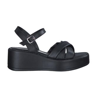 Marco Tozzi Schwarze flache Sandalen f&uuml;r Frauen - - Shoes - Damen - Schwarzk - 39 EU