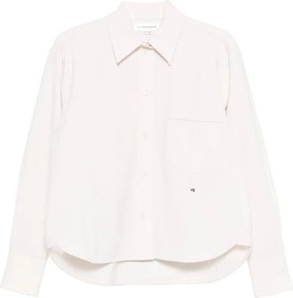 Victoria Beckham Femme, Blouses et Chemises, Beige, Taille: 38 FR Camicia Crop Shirt