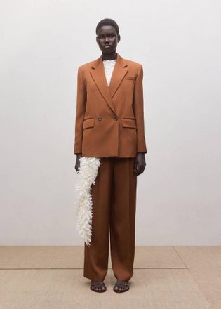 Mango Blazer costume double boutonnage cognac - Femme - XS - MANGO