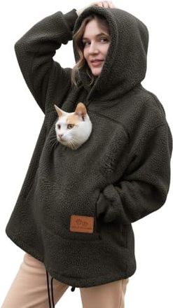 Generic Sweat &agrave; capuche de transport pour chat avec poche pour animal de compagnie - Fermeture &eacute;clair - Poche kangourou - Polaire chaude - Confortable - Pour 