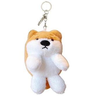 Generic Porte-cl&eacute;s en forme de chien avec pendentif mignon - Chiot en peluche Shiba Porte-cl&eacute;s pour cadeaux, jaune, Refer to description