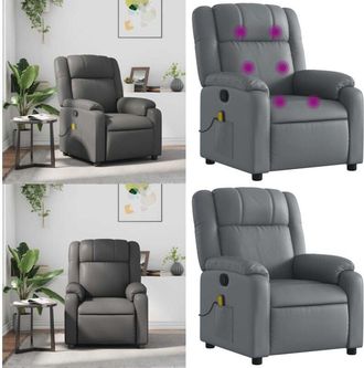 vidaXL Massagesessel Grau Kunstleder - Massage Sessel - Relaxsessel - TV-Sessel - Bequeme Lounge - Ergonomischer Stuhl - Home & Living