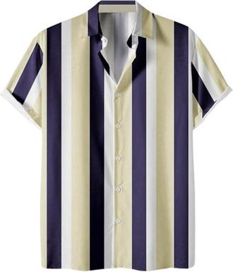 Generic Chemise d&eacute;contract&eacute;e pour homme - Chemise d&eacute;t&eacute; hawa&iuml;enne tropicale amusante - Manches courtes - Ray&eacute;e - Palmier hawa&iuml;en - Plage - Bowling - Floral - C