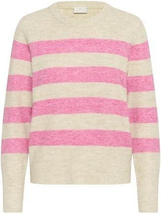 Kaffe Womens Pullover Striped Crew Neck Long Sleeves Regular Fit Melange Knit