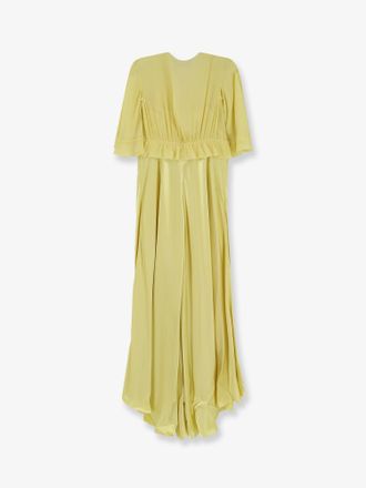 Alberta Ferretti Womens Satin Long Dress Yellow Viscose Evening Suits
