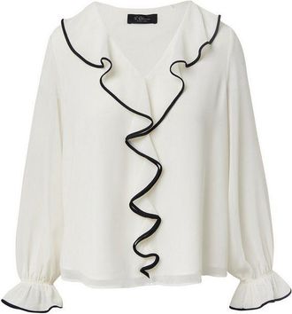 s.Oliver Langarmbluse Bluse Bluse mit Volants und Kontrast-Details