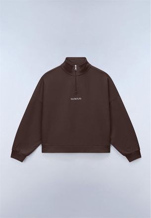Napapijri Almas Sweatshirt f&uuml;r Damen, mit kurzem Rei&szlig;verschluss (Braun)
